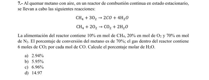 Solved When burning methane with air, in a continuous | Chegg.com