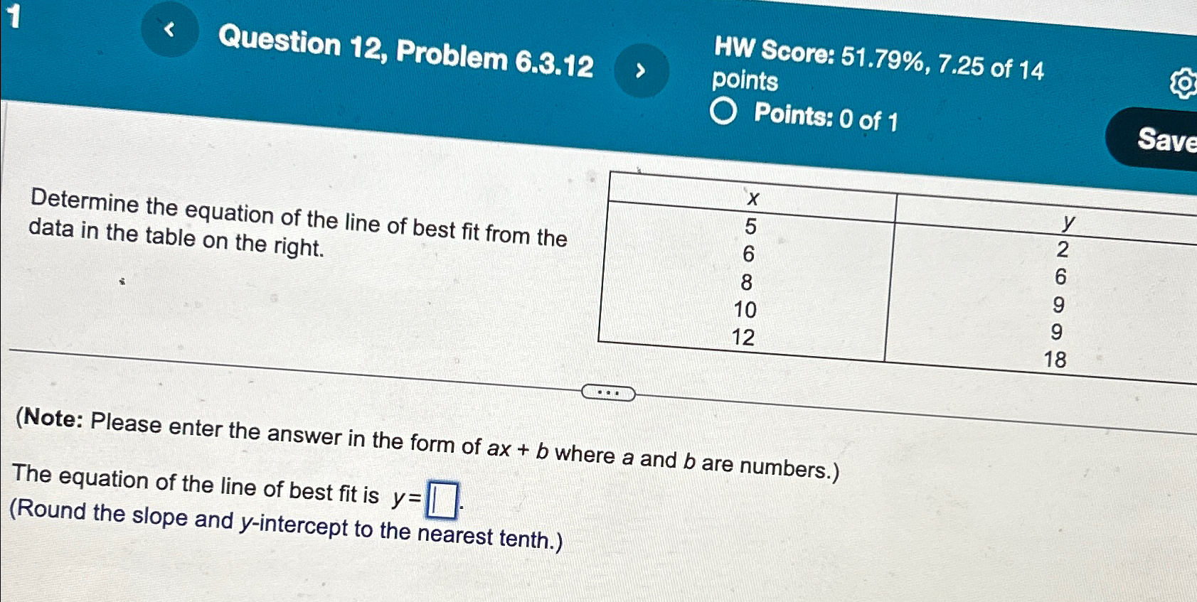 Solved Question 12, ﻿Problem 6.3.12HW Score: 51.79%,7.25 ﻿of | Chegg.com