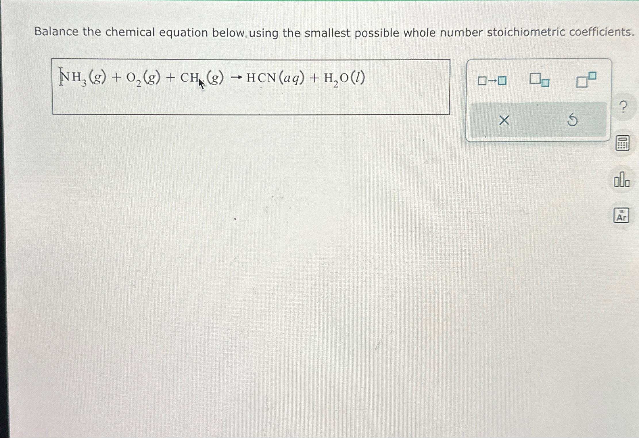 Solved Balance the chemical equation below using the | Chegg.com