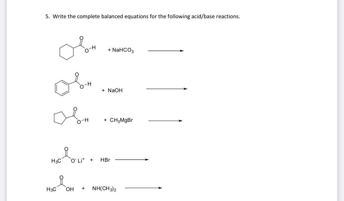 Solved Write the complete balanced equations for the | Chegg.com