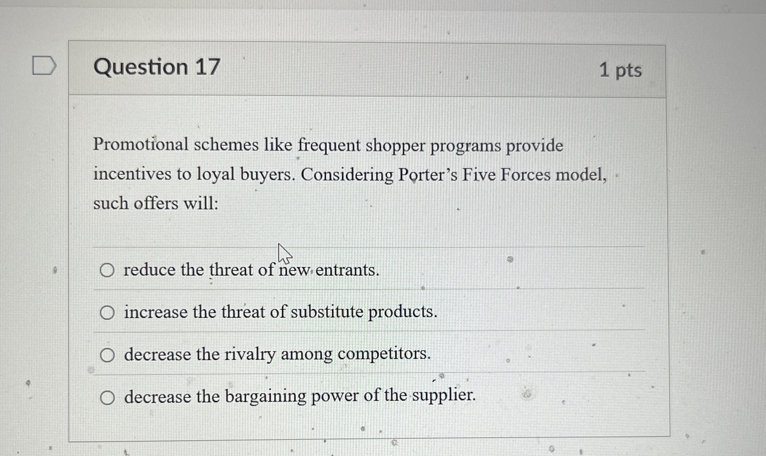Solved Question 171 ﻿ptsPromotional schemes like frequent | Chegg.com