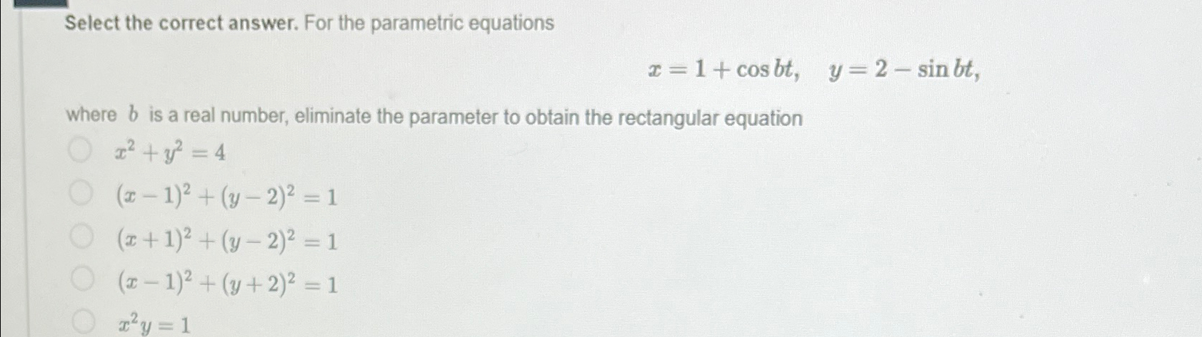 Solved Select the correct answer. For the parametric | Chegg.com