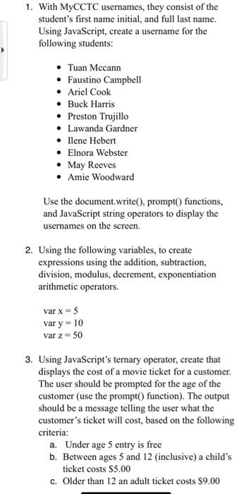 Solved 1. With MyCCTC usernames, they consist of the | Chegg.com