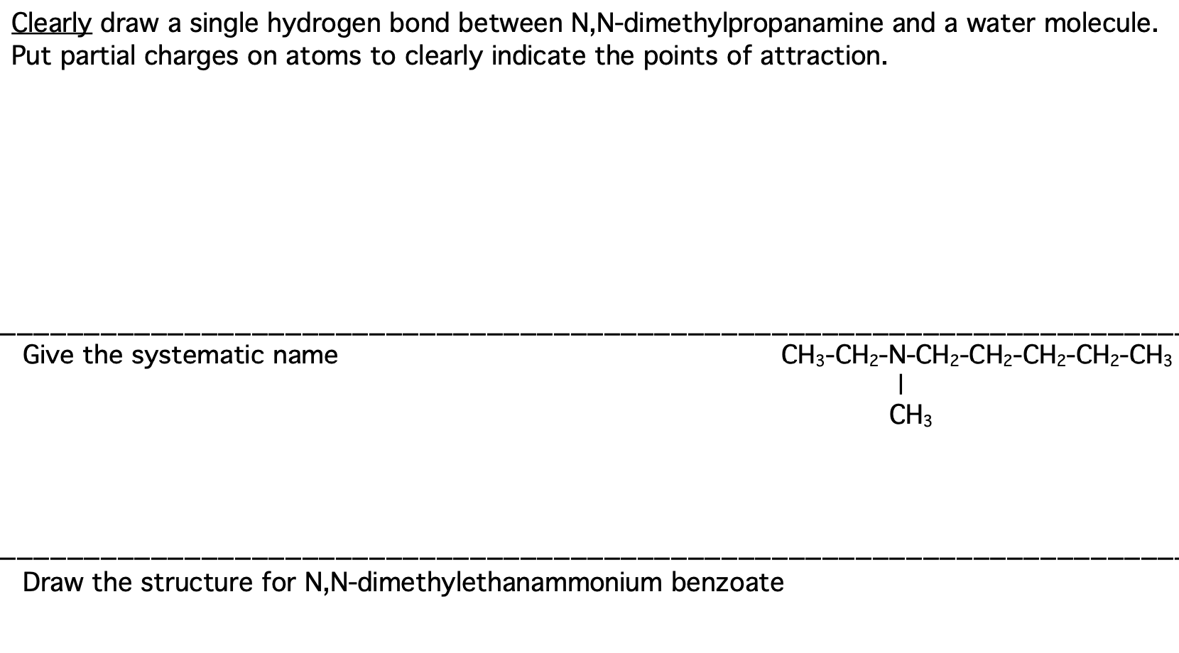 Clearly draw a single hydrogen bond between | Chegg.com