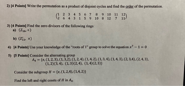 Solved 2) [4 Points) Write the permutation as a product of | Chegg.com
