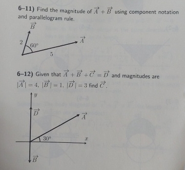Solved 6-11) ﻿Find the magnitude of vec(A)+vec(B) ﻿using | Chegg.com