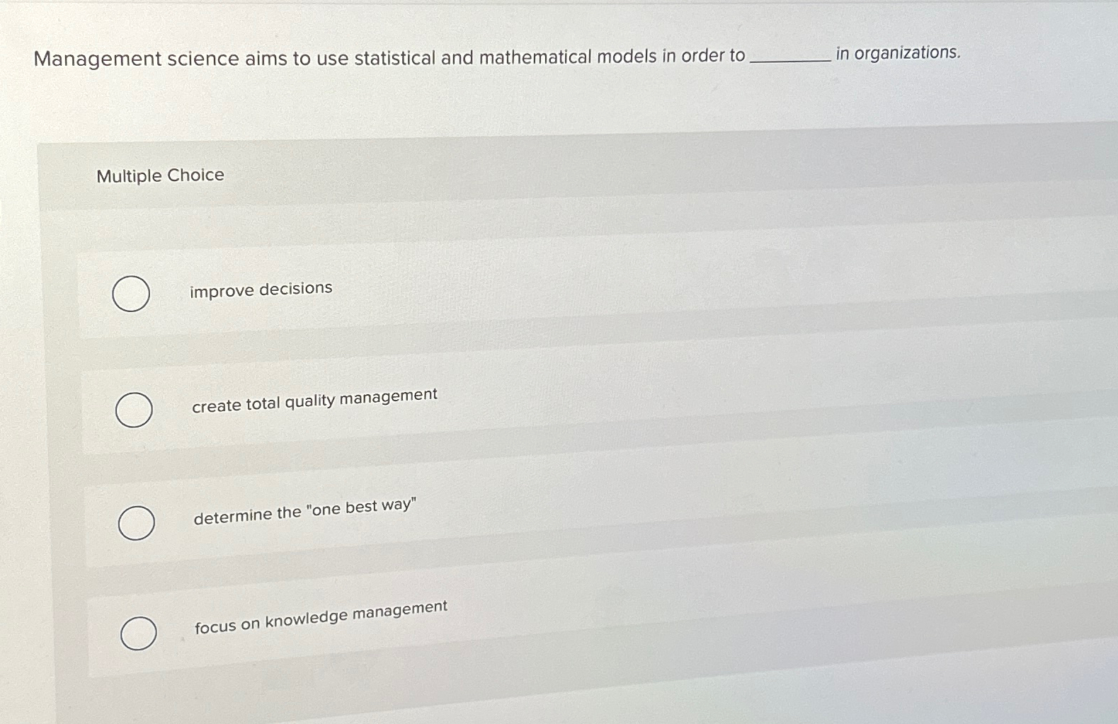 Solved Management science aims to use statistical and | Chegg.com