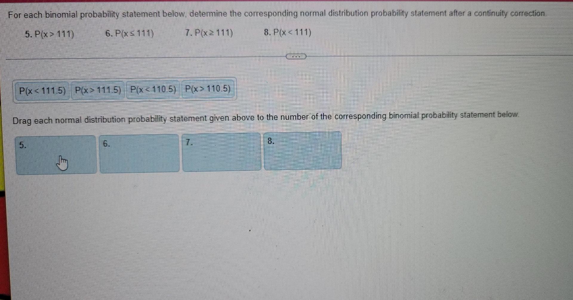 Solved For each binomial probability statement below, | Chegg.com