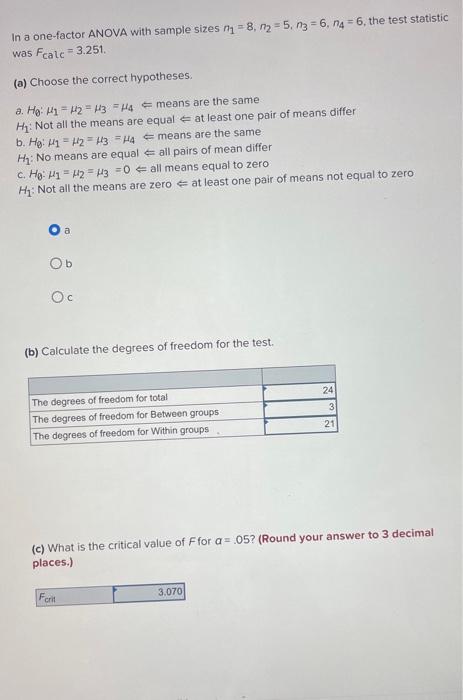 Solved In a one-factor ANOVA with sample sizes | Chegg.com