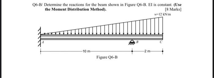 Solved Q6-B/ Determine the reactions for the beam shown in | Chegg.com Solved Q6-B/ Determine the reactions for the beam shown in | Chegg.com