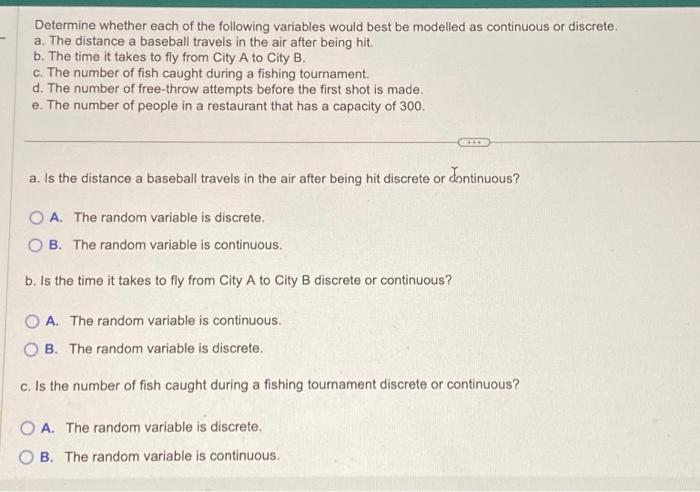 Solved Determine whether each of the following variables | Chegg.com