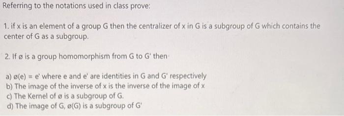 Solved Referring to the notations used in class prove: 1. if | Chegg.com