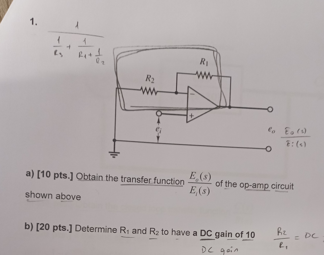 Solved a) [10 ﻿pts.] ﻿Obtain the transfer function | Chegg.com