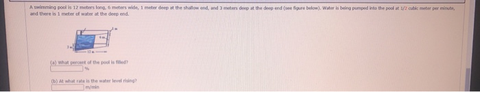 Solved A swimming pool is 12 meters long, 6 meters wide, 1 | Chegg.com