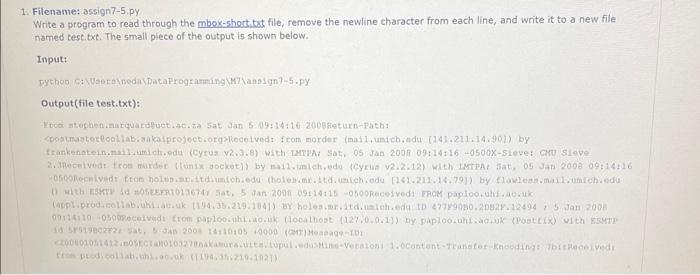 Solved 1 Filename Assign7 5 Py Write A Program To Read