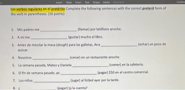 Gustar y otros verbos similares Complete the | Chegg.com