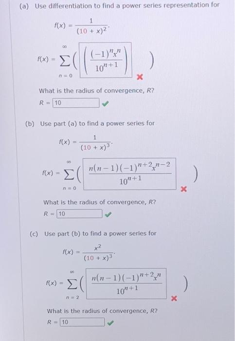 Solved (a) Use differentiation to find a power series | Chegg.com