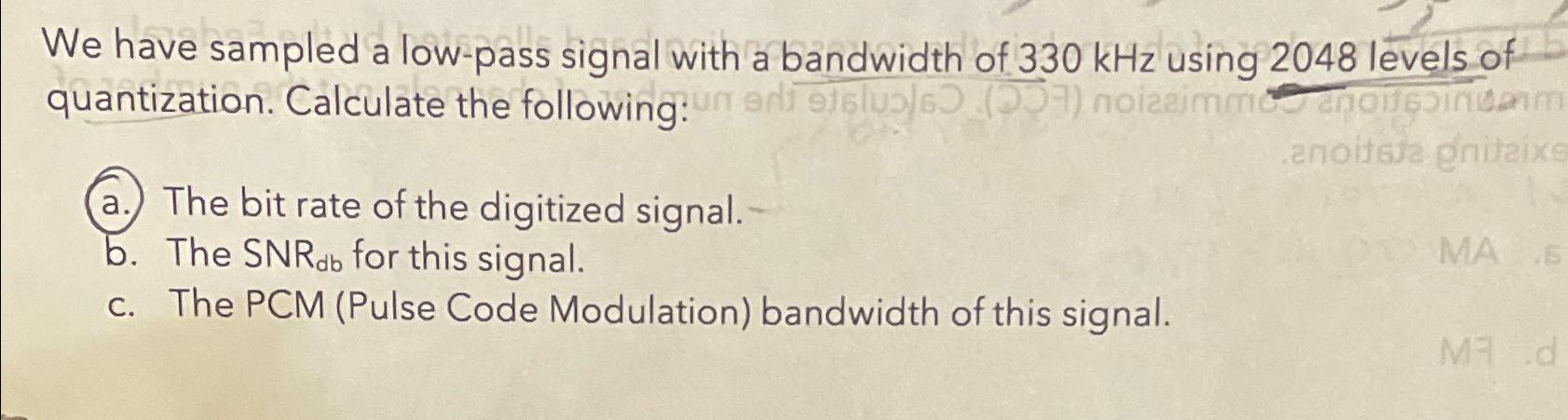 Solved We have sampled a low-pass signal with a bandwidth of | Chegg.com