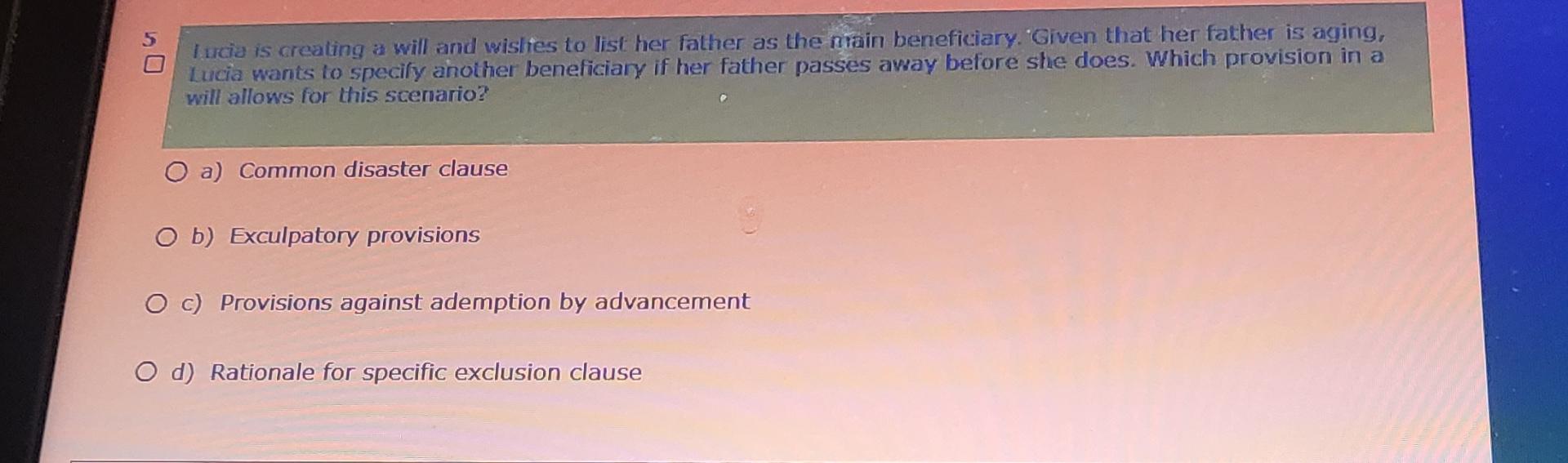 Solved Incia is creating a will and wislies to list her | Chegg.com