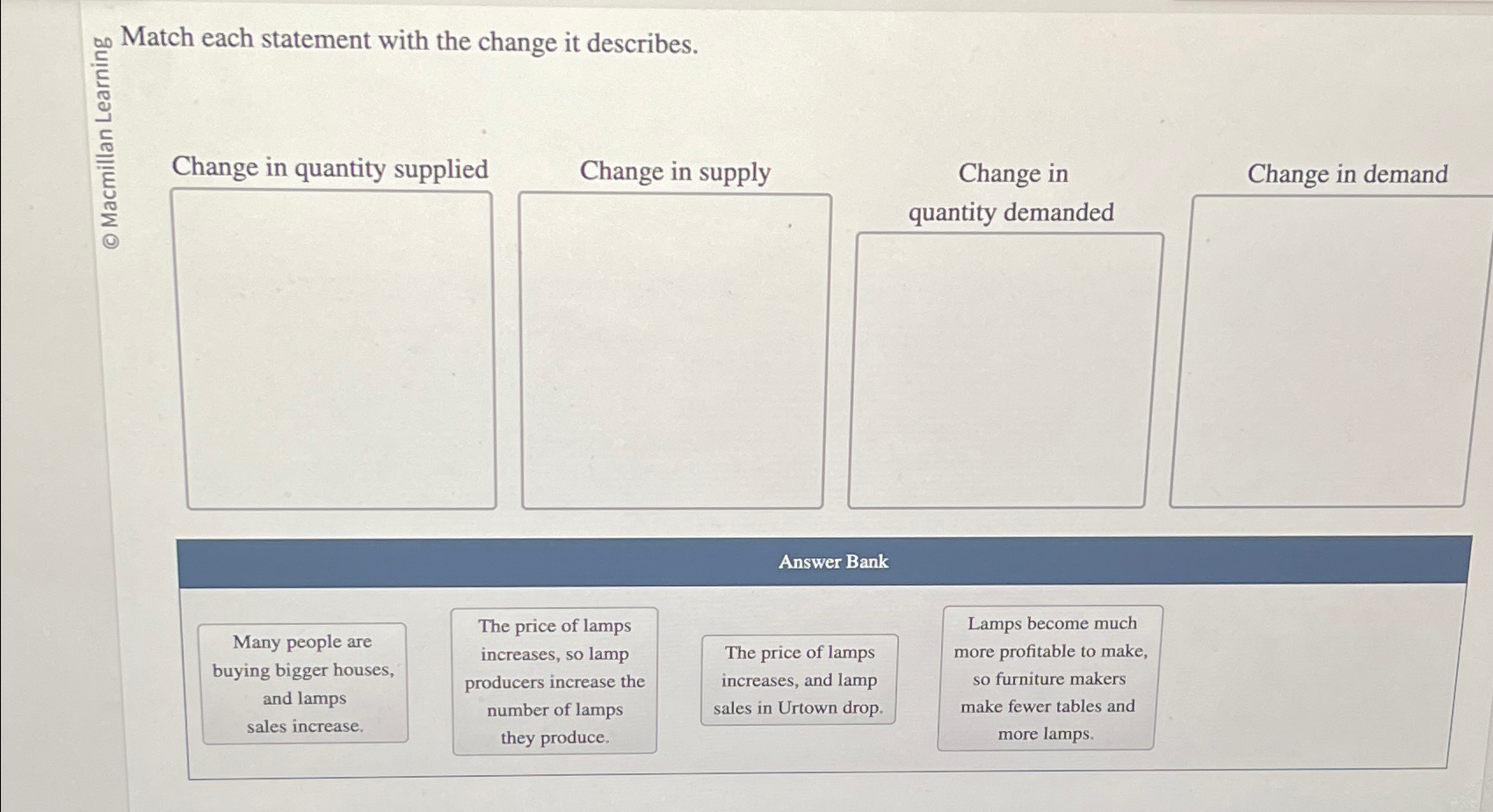 Solved Match each statement with the change it | Chegg.com