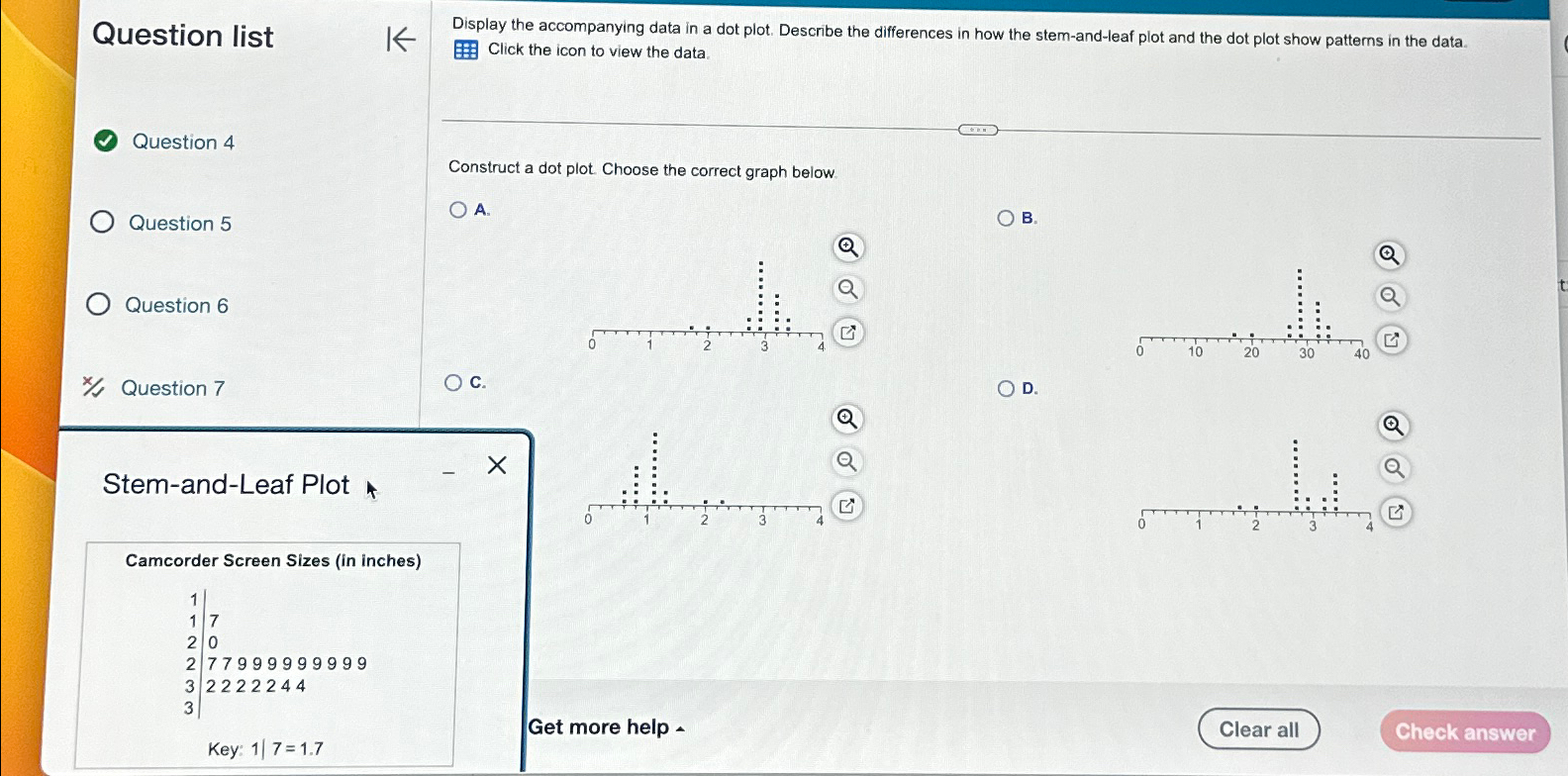 Question listDisplay the accompanying data in a dot | Chegg.com