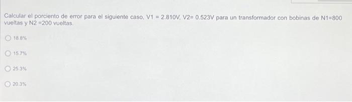Solved Calcular el porciento de error para el siguiente | Chegg.com