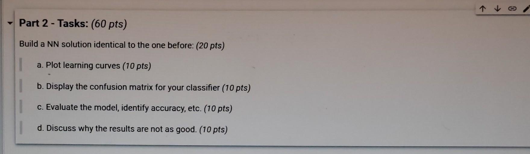 Solved Build a NN solution identical to the one before: (20 | Chegg.com