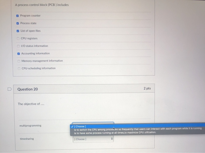 Solved A process control block (PCB) includes Program | Chegg.com