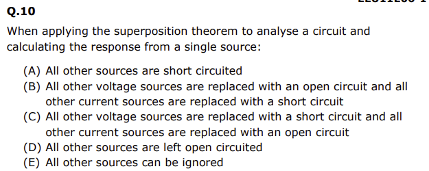 Solved Q. 10When applying the superposition theorem to | Chegg.com