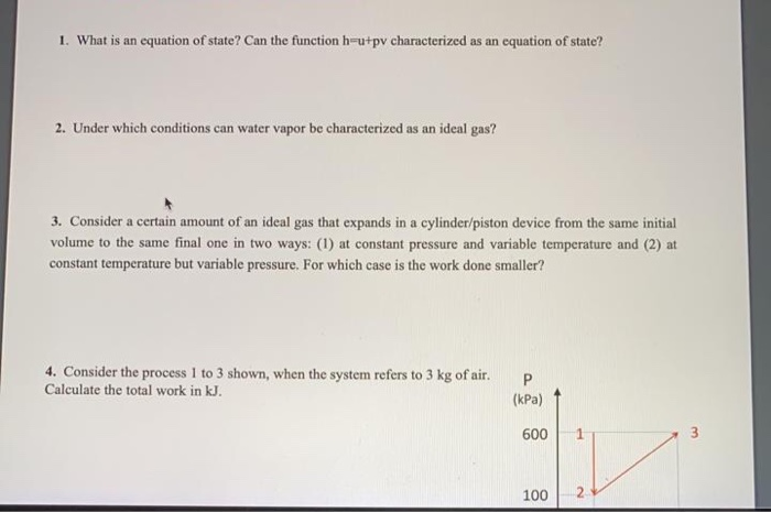 Solved 1. What is an equation of state? Can the function | Chegg.com
