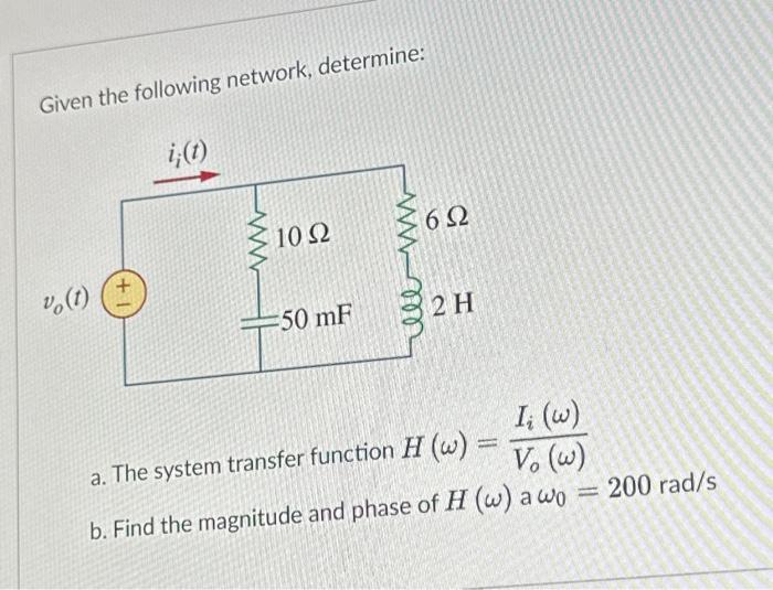 Solved Given the following network, determine: a. The system | Chegg.com