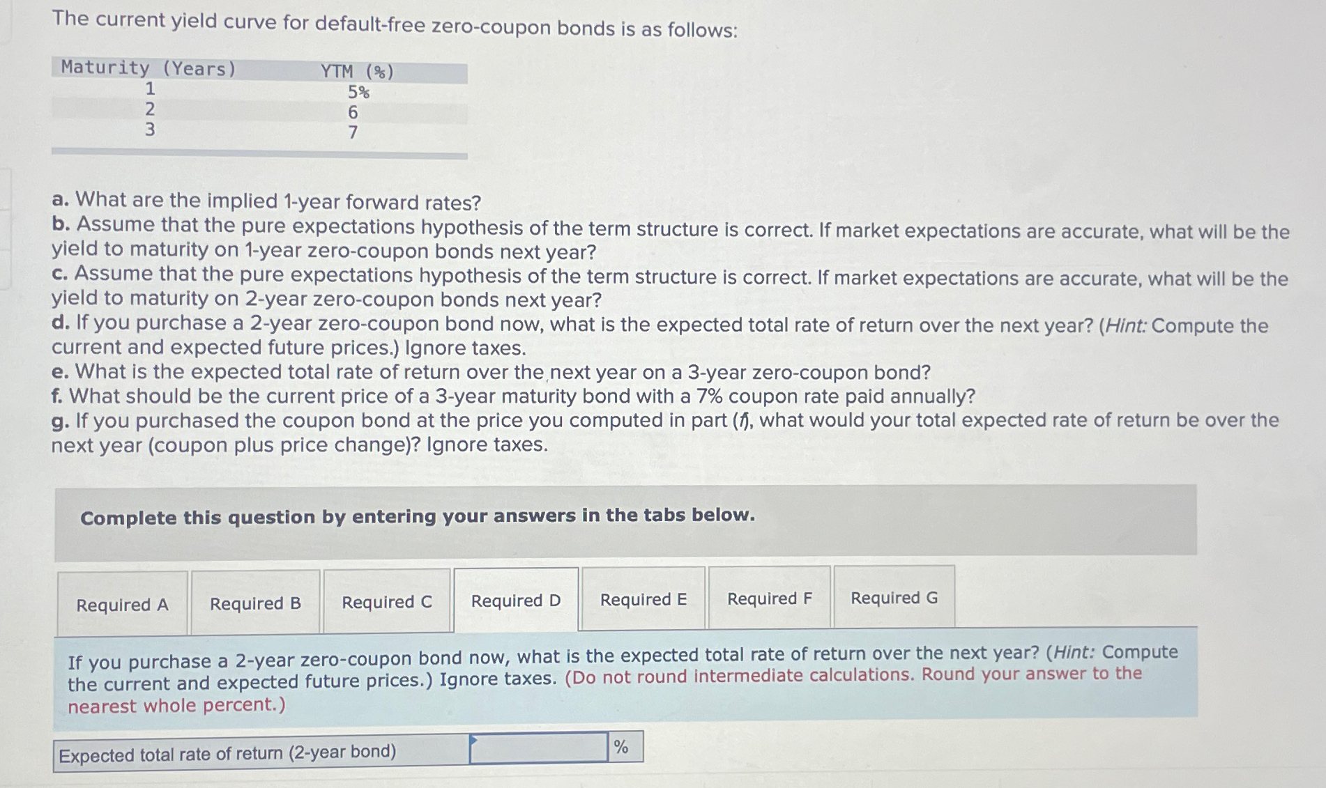 The current yield curve for default-free zero-coupon | Chegg.com