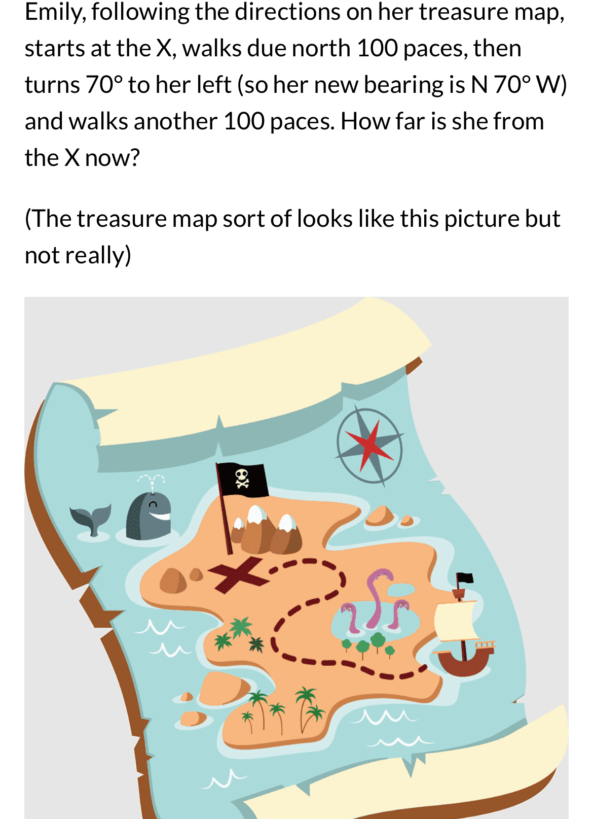 Solved Emily, following the directions on her treasure map, | Chegg.com