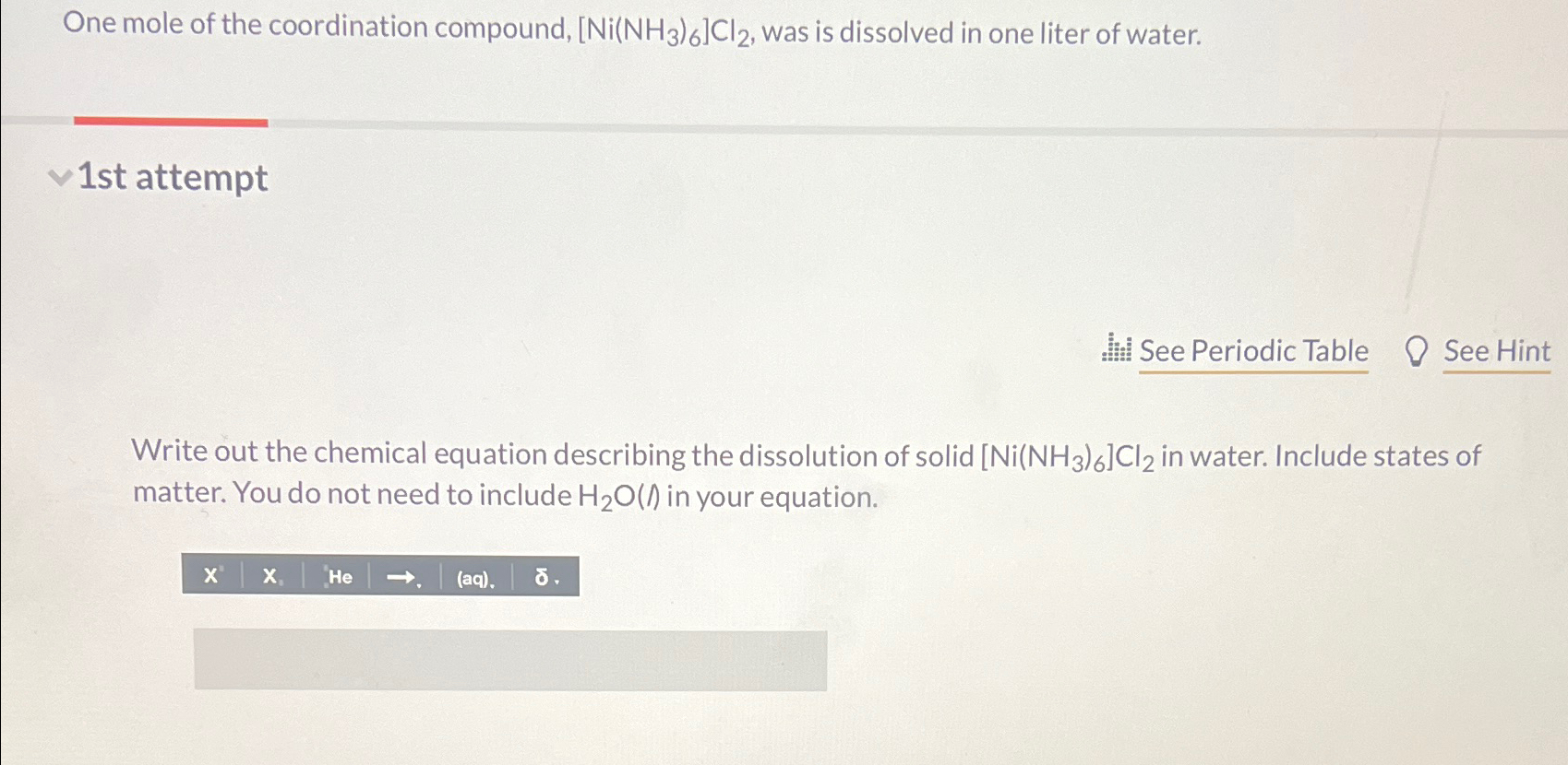 Solved One mole of the coordination compound, [Ni(NH3)6]Cl2, | Chegg.com