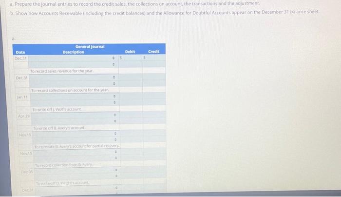 Solved Journal Entries for Credit Losses At january 1, the | Chegg.com