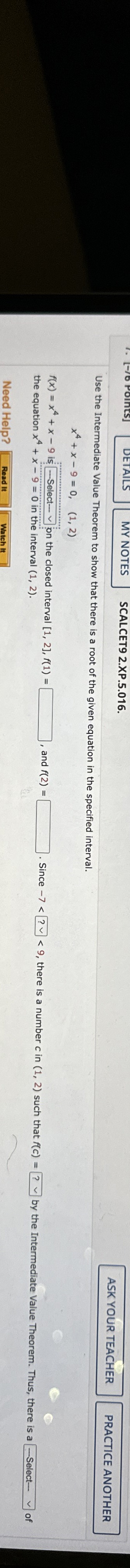 Solved Use the Intermediate Value Theorem to show that there | Chegg.com