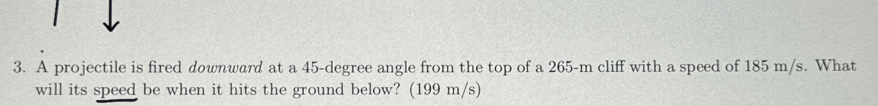 Solved A projectile is fired downward at a 45 -degree angle | Chegg.com