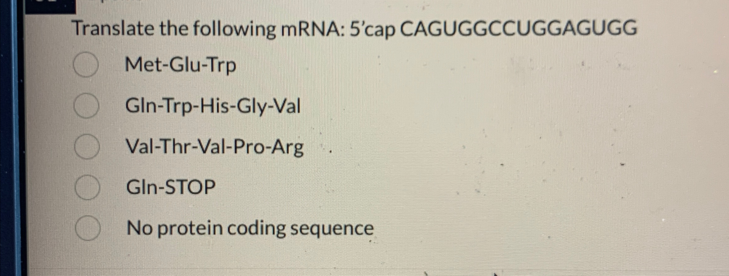 Solved Translate the following mRNA: 5'cap | Chegg.com