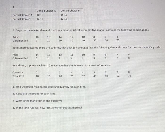 Solved For each of the following game theory matrices, find | Chegg.com
