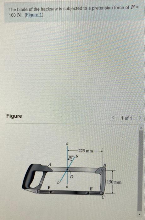 Solved The blade of the hacksaw is subjected to a pretension | Chegg.com