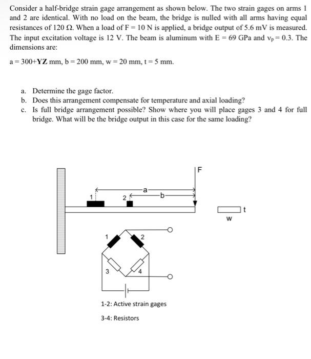 Solved Consider a half-bridge strain gage arrangement as | Chegg.com Solved Consider a half-bridge strain gage arrangement as | Chegg.com