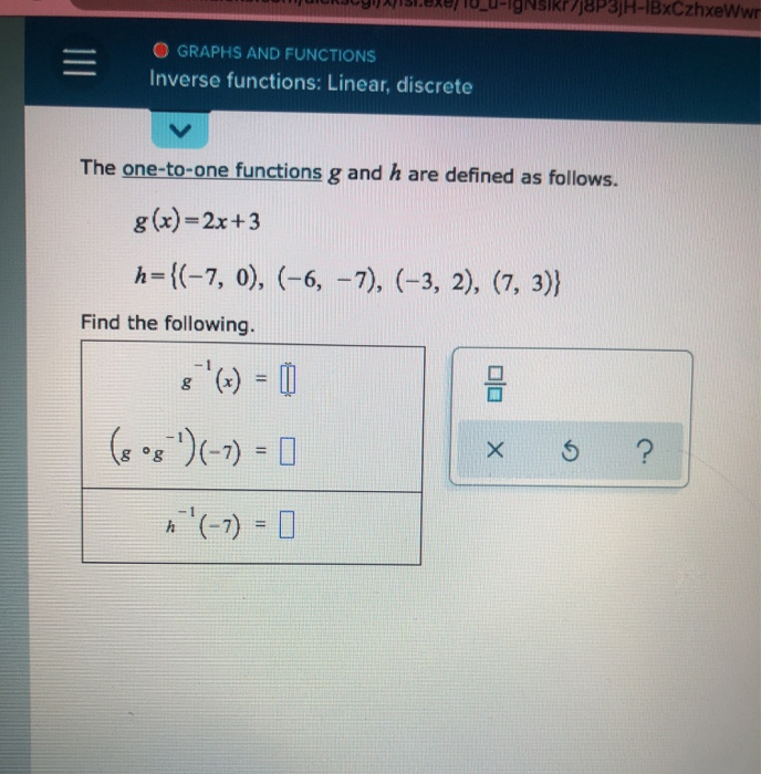 Solved H-1BxCzhxeWwr III OGRAPHS AND FUNCTIONS Inverse | Chegg.com
