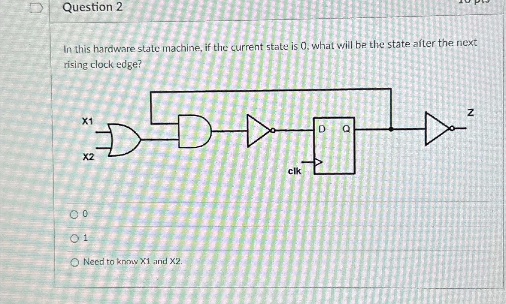Solved Question 2In this hardware state machine, if the | Chegg.com