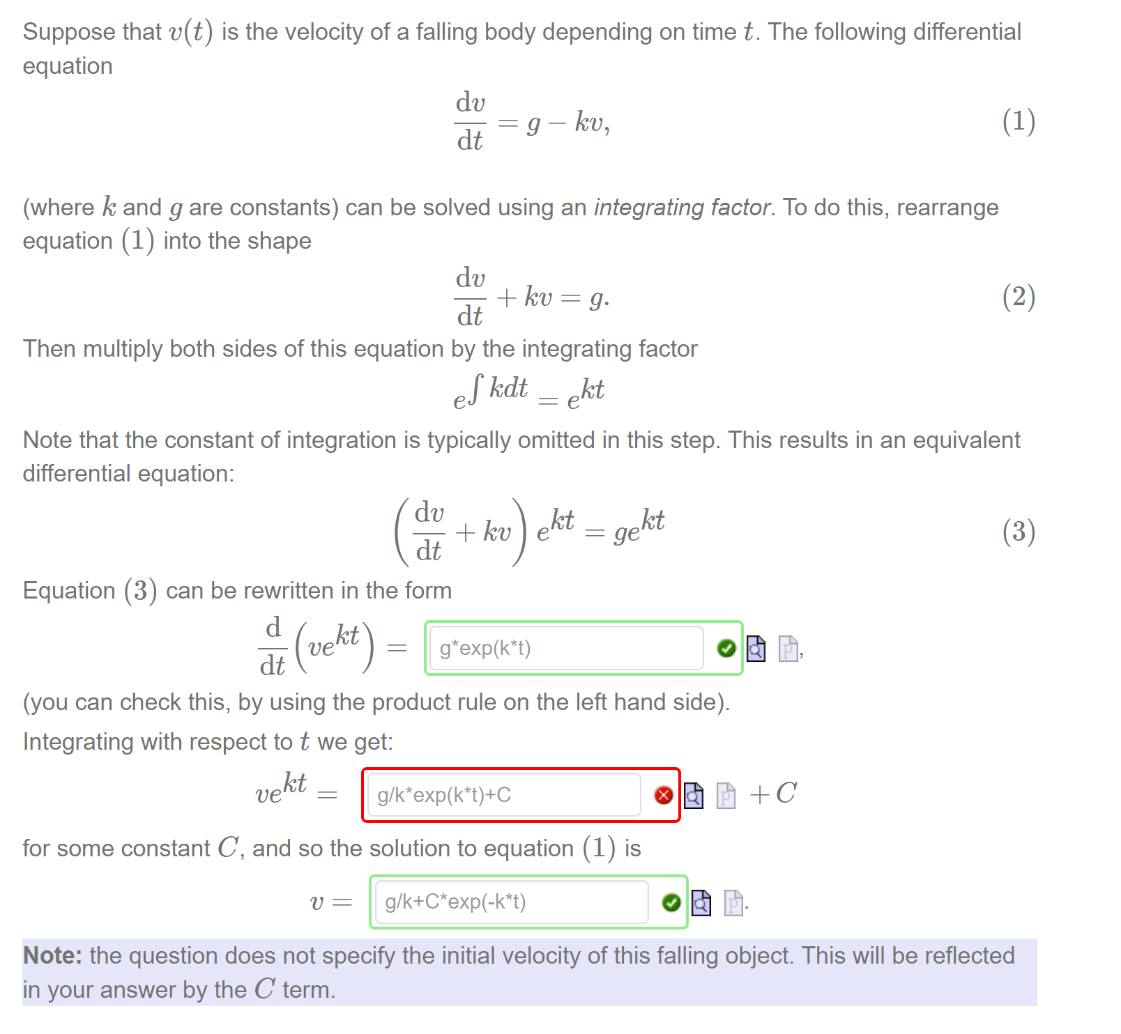 Solved Suppose that v(t) ﻿is the velocity of a falling body | Chegg.com