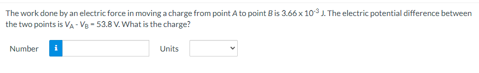 Solved The work done by an electric force in moving a charge | Chegg.com