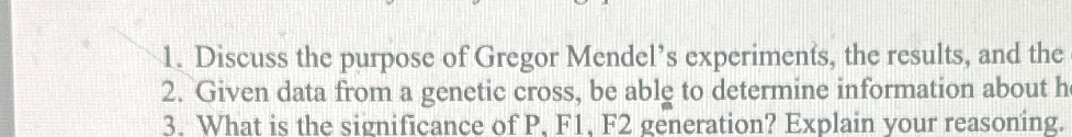 Solved What is the significance of P, ﻿F1, ﻿F2 ﻿generation? | Chegg.com