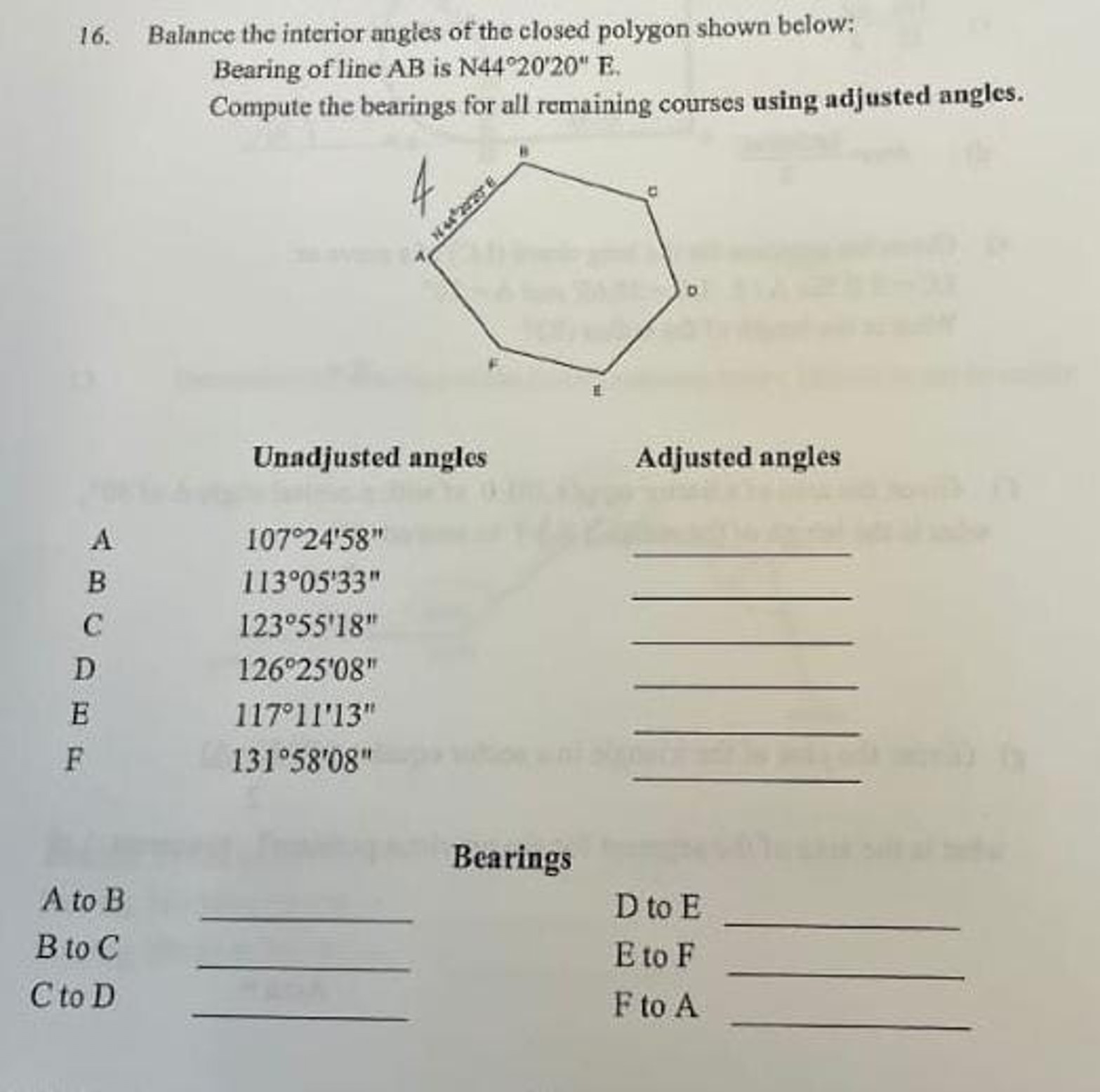 Solved Balance the interior angles of the closed polygon | Chegg.com