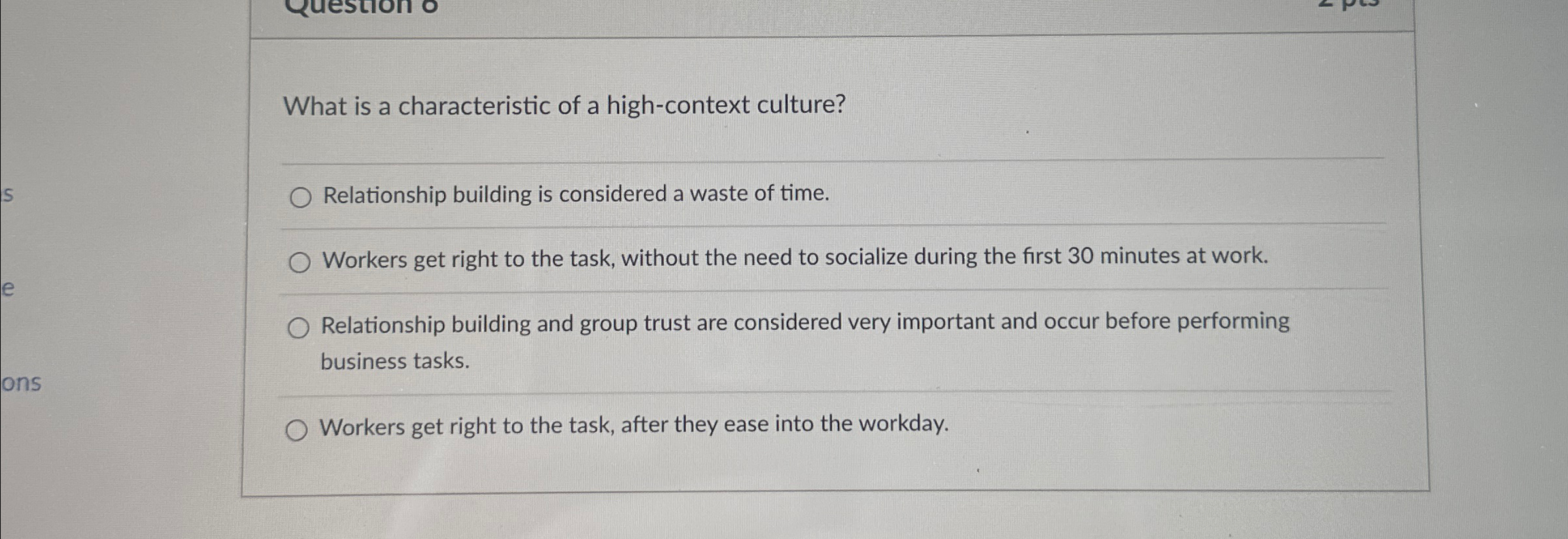 Solved What is a characteristic of a high-context | Chegg.com