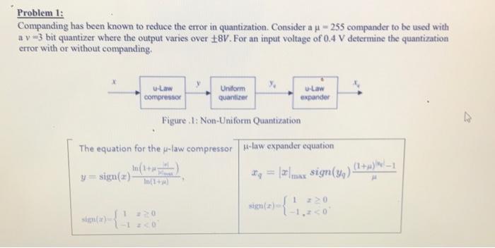 Solved Problem 1: Companding has been known to reduce the | Chegg.com