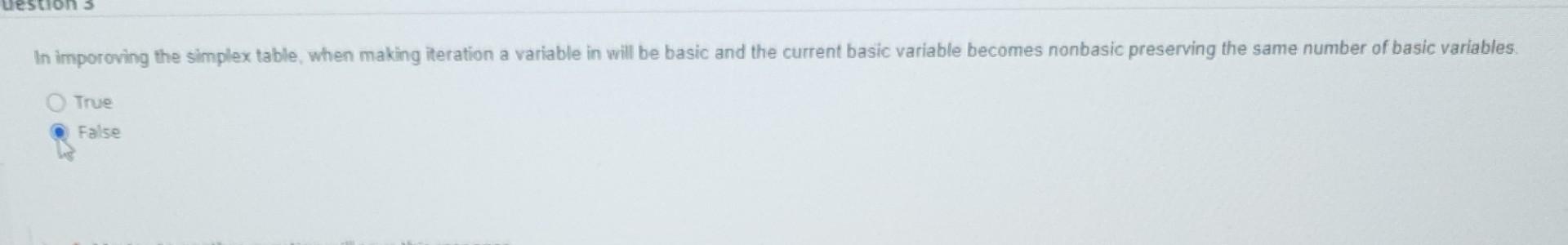 Solved In imporoving the simplex table, when making | Chegg.com